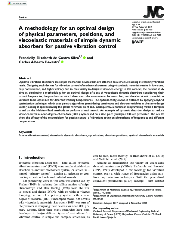 (PDF) A methodology for an optimal design of physical parameters, positions, and viscoelastic ...