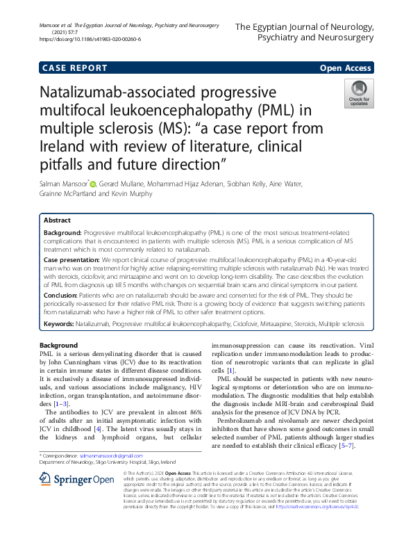 (PDF) Natalizumab-associated progressive multifocal leukoencephalopathy ...