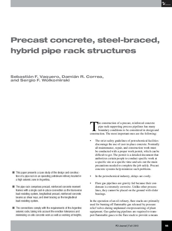 (PDF) Precast concrete, steel-braced, hybrid pipe rack structures