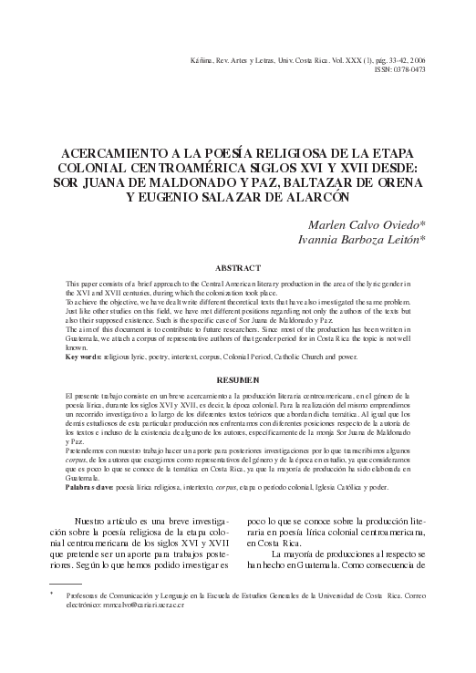 (PDF) Acercamiento a la poesía religiosa de la etapa colonial ...