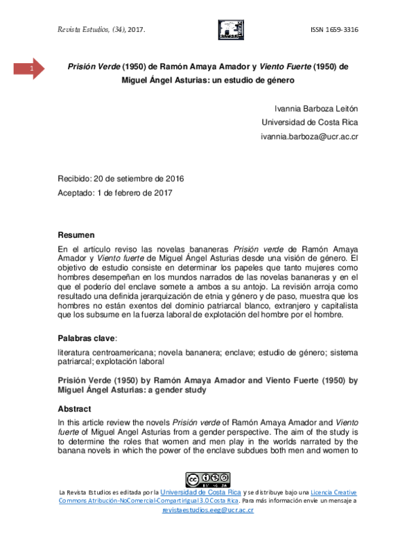 (PDF) Prisión Verde (1950) de Ramón Amaya Amador y Viento Fuerte (1950 ...