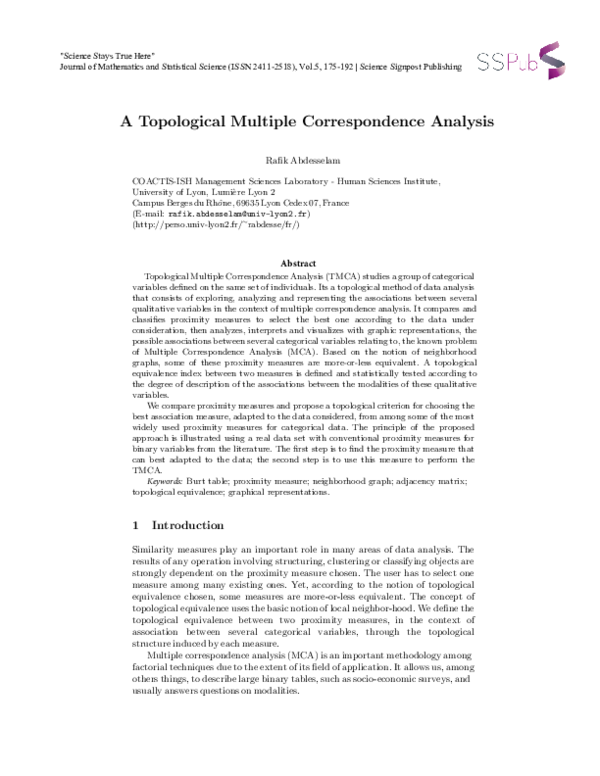(PDF) A Topological Multiple Correspondence Analysis