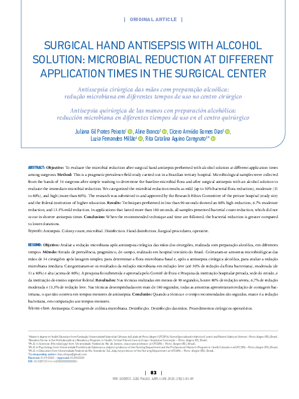 (PDF) Surgical Hand Antisepsis with Alcohol Solution: Microbial ...