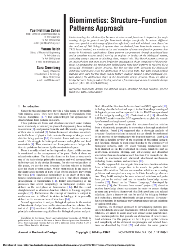 (PDF) Biomimetics: Structure–Function Patterns Approach
