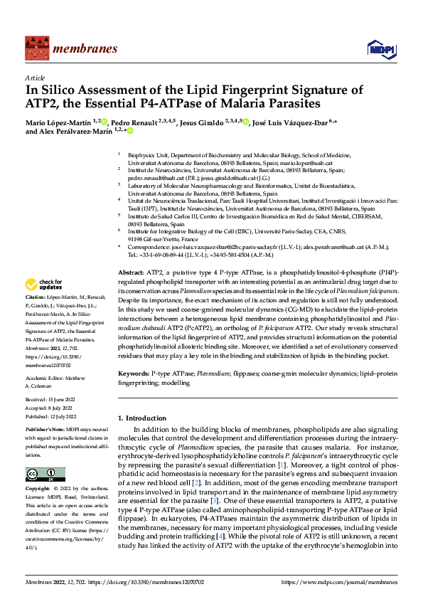 (PDF) In Silico Assessment of the Lipid Fingerprint Signature of ATP2 ...