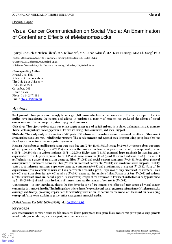 (PDF) Visual Cancer Communication on Social Media: An Examination of ...