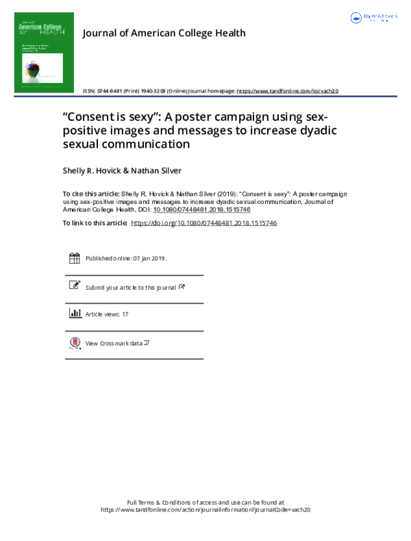 Pdf “consent Is Sexy” A Poster Campaign Using Sex Positive Images