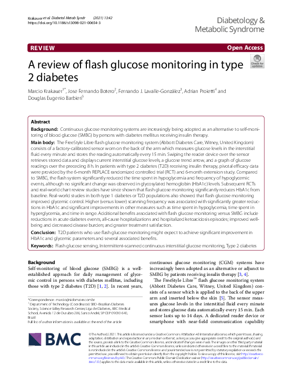 (PDF) A review of flash glucose monitoring in type 2 diabetes