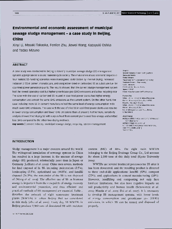 (PDF) Environmental and economic assessment of municipal sewage sludge ...