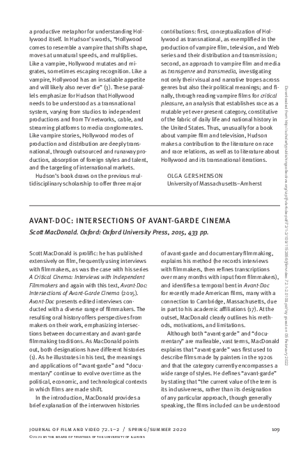 (PDF) Avant-Doc: Intersections of Avant-Garde Cinema