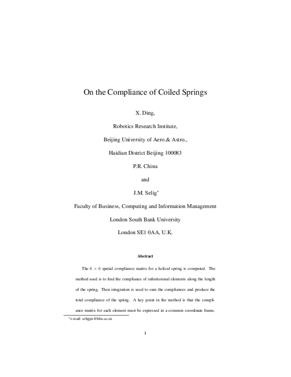 (PDF) On the compliance of coiled springs