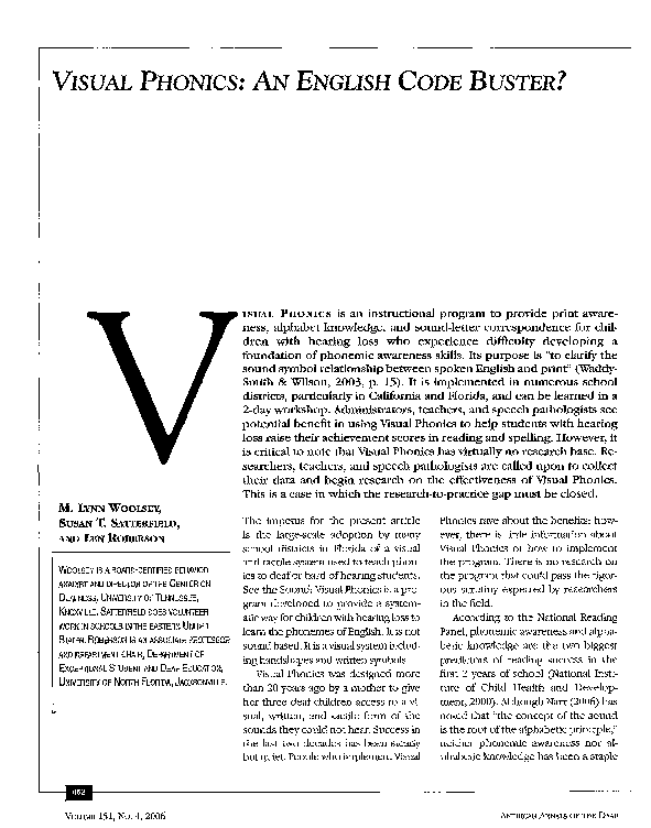 (PDF) Visual Phonics: An English Code Buster?