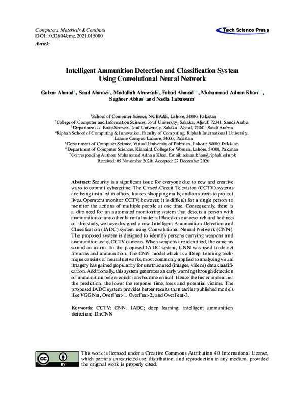 (PDF) Intelligent Ammunition Detection and Classification System Using Convolutional Neural Network