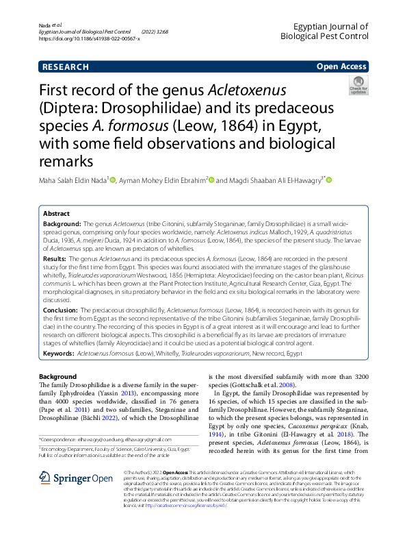 (PDF) First record of the genus Acletoxenus (Diptera: Drosophilidae ...