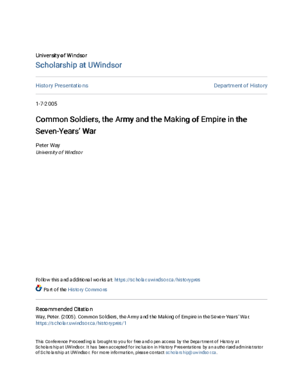 (PDF) Common Soldiers, the Army and the Making of Empire in the Seven ...