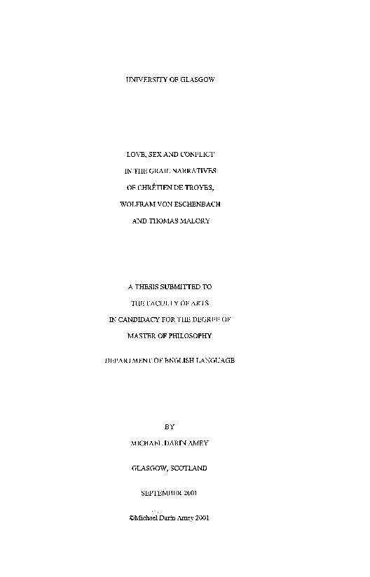 Pdf Love Sex And Conflict In The Grail Narratives Of Chretien De
