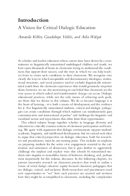 (PDF) A Vision for Critical Dialogic Education