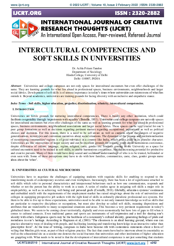 (PDF) Intercultural Competencies and Soft Skills in Universities ...