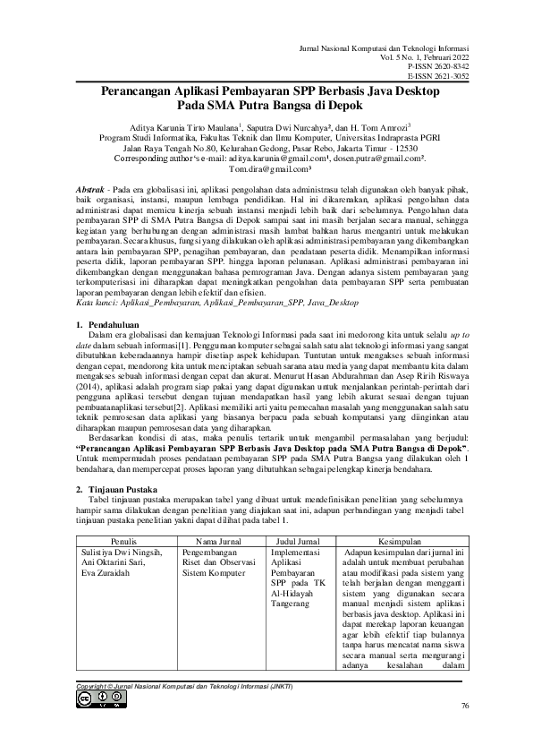 (PDF) Perancangan Aplikasi Pembayaran SPP Berbasis Java Desktop Pada ...