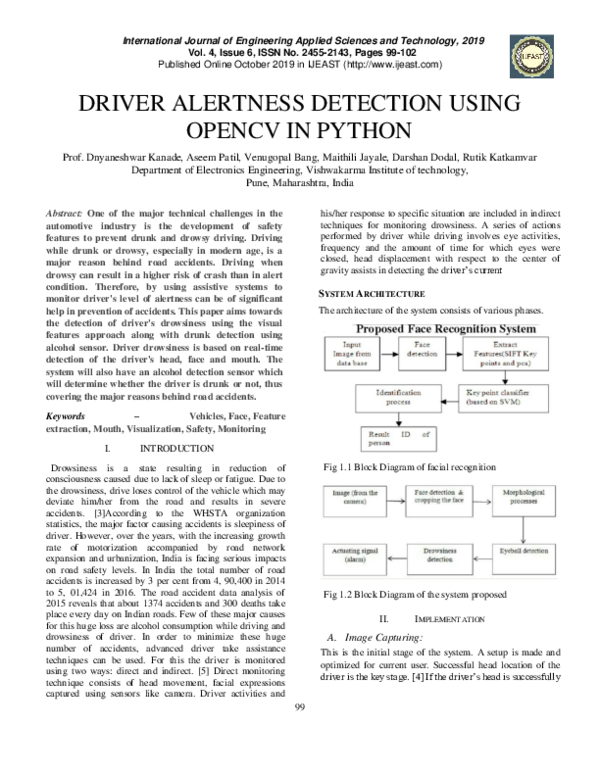 (PDF) Driver Alertness Detection Using Opencv in Python (PDF) Driver Alertness Detection Using Opencv in Python