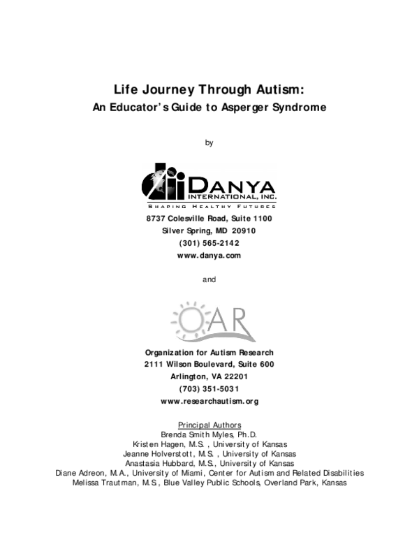 (PDF) Life Journey through Autism: An Educator's Guide to Asperger Syndrome