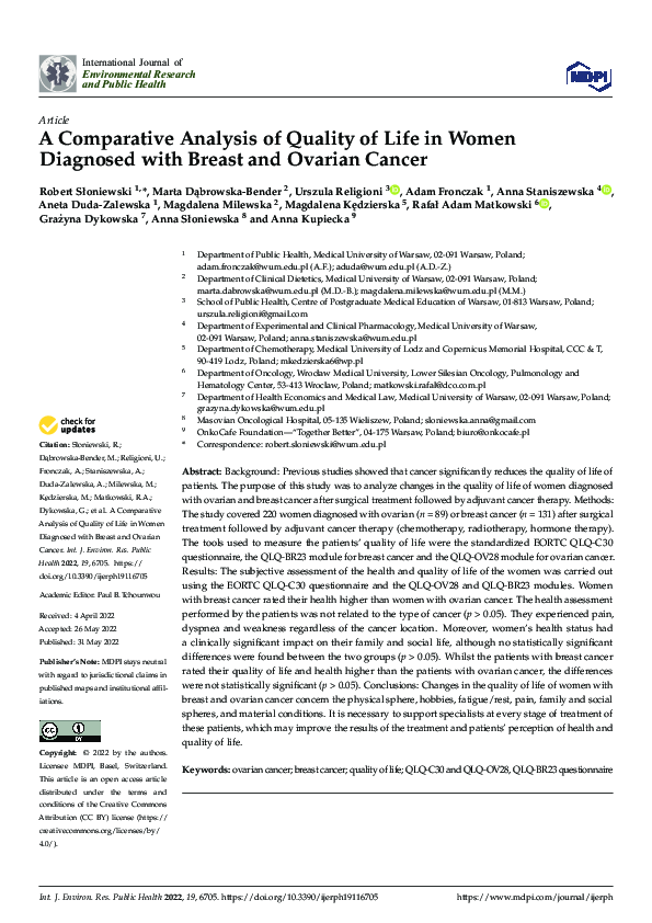(PDF) A Comparative Analysis of Quality of Life in Women Diagnosed with ...