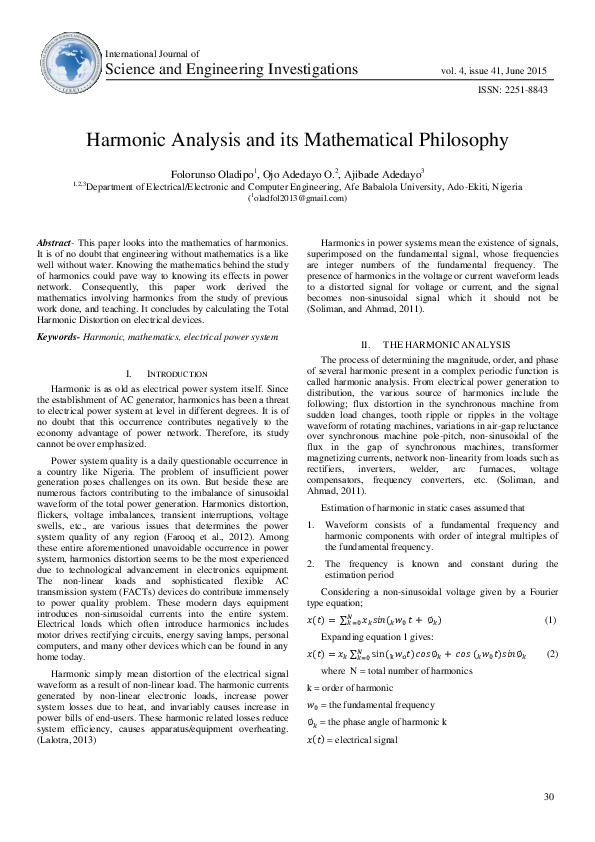 (PDF) Harmonic Analysis and its Mathematical Philosophy