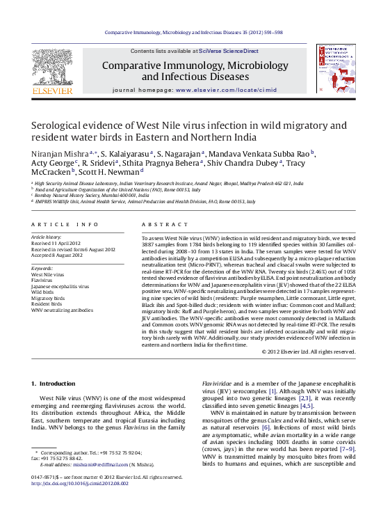 (PDF) Serological evidence of West Nile virus infection in wild ...