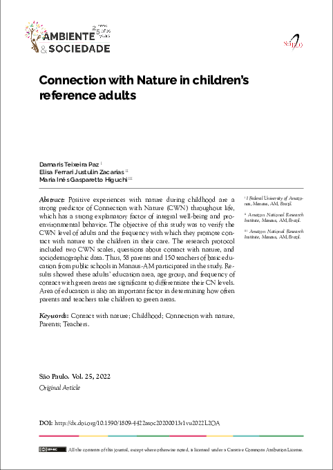 (PDF) Connection with Nature in children’s reference adults