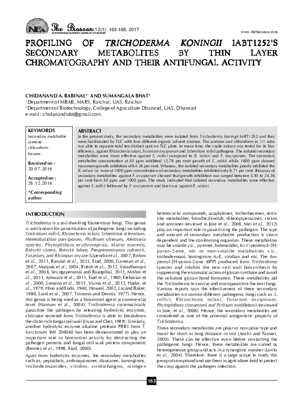 (PDF) Antifungal Metabolites of Trichoderma koningii