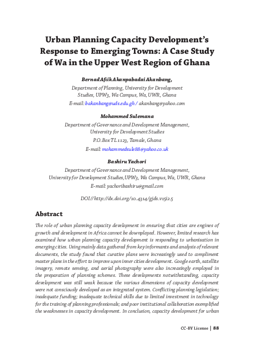 (PDF) Urban Planning Capacity Development’s Response to Emerging Towns ...