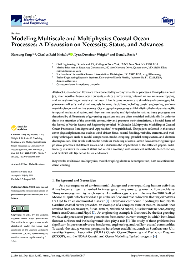 (PDF) Modeling Multiscale and Multiphysics Coastal Ocean Processes: A Discussion on Necessity ...