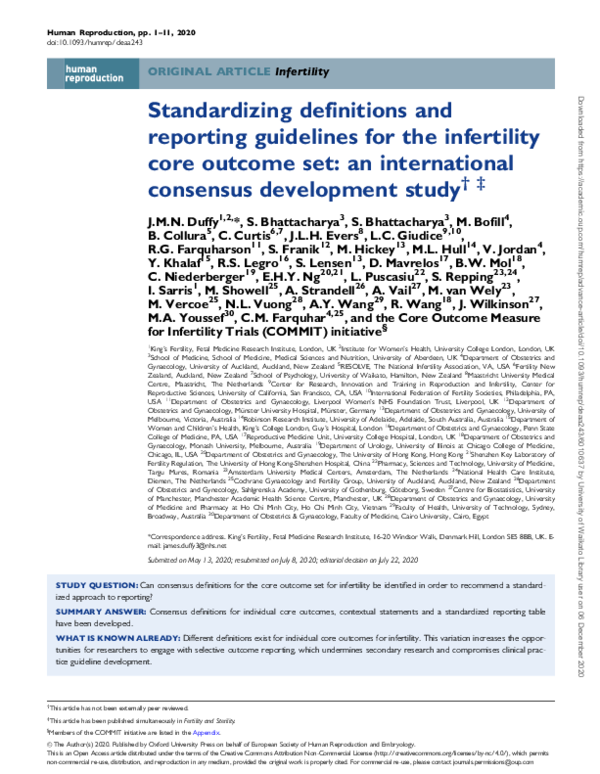 (PDF) Standardizing definitions and reporting guidelines for the ...