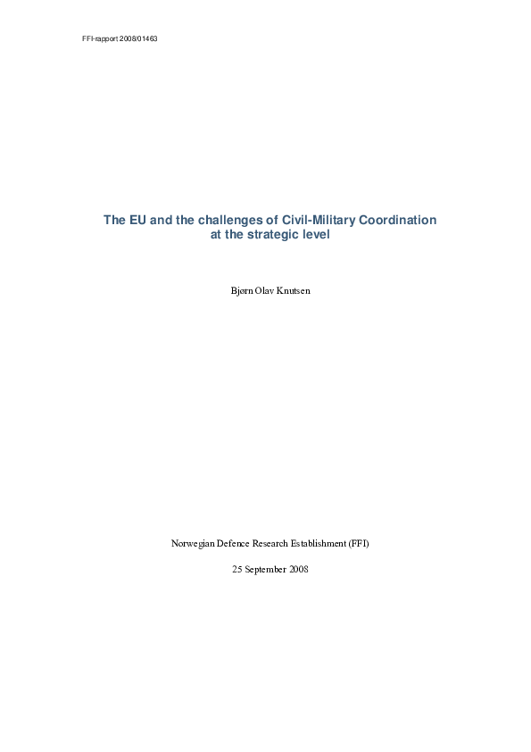 (PDF) The EU and the challenges of Civil-Military Coordination at the ...