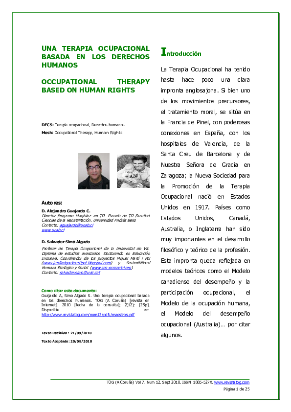 (PDF) UNA TERAPIA OCUPACIONAL BASADA EN LOS DERECHOS HUMANOS ...