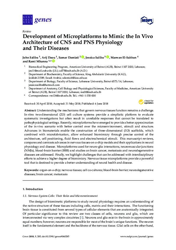 (PDF) Development of Microplatforms to Mimic the In Vivo Architecture ...