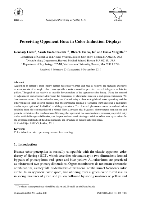 (PDF) Perceiving Opponent Hues in Color Induction Displays | Gennady ...