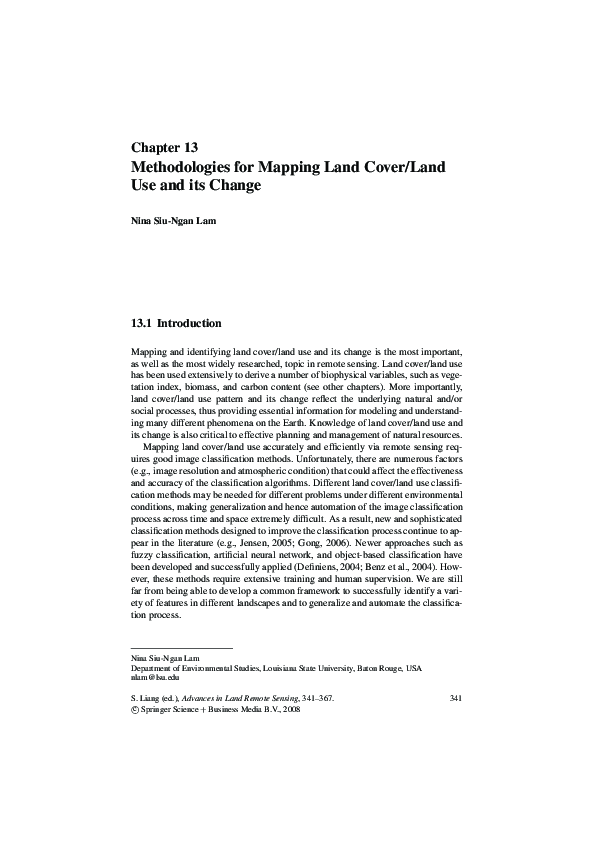 (PDF) Methodologies for Mapping Land Cover/Land Use and its Change