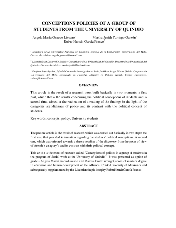 (PDF) Conceptions Policies of a Group of Students from the University ...