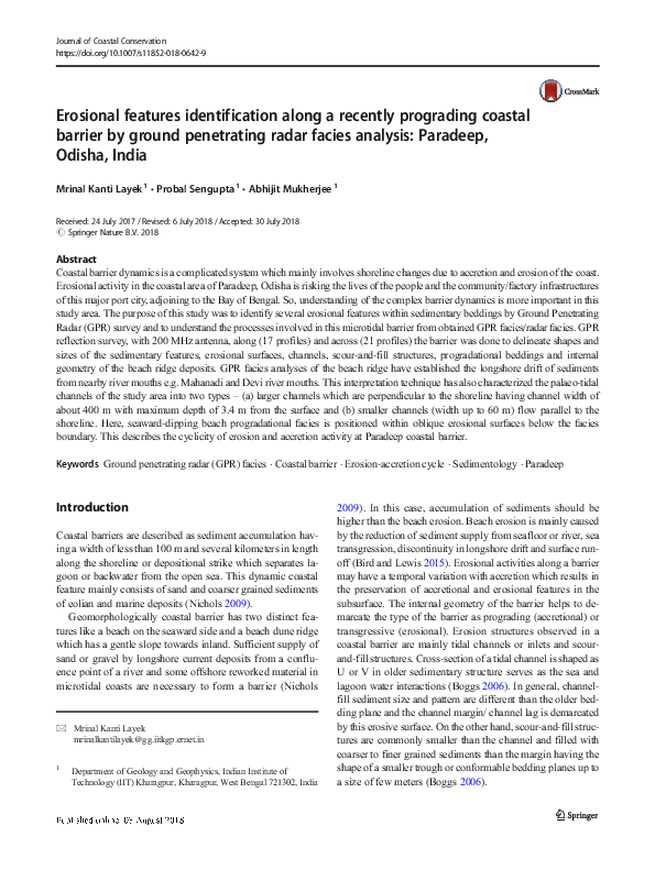 (PDF) Erosional features identification along a recently prograding ...
