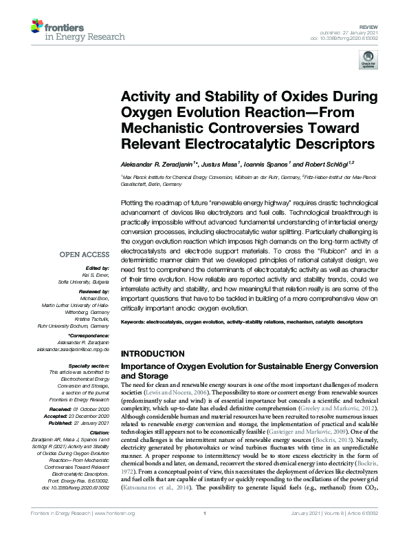 (PDF) Activity and Stability of Oxides During Oxygen Evolution Reaction ...