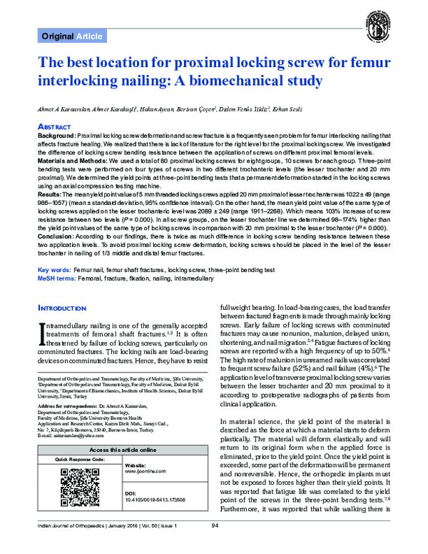 (PDF) The best location for proximal locking screw for femur ...
