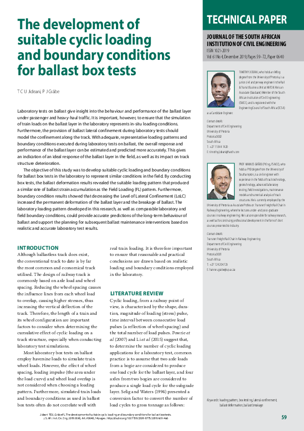 (PDF) Cyclic Loading and Boundary Condition Design for Ballast Testing