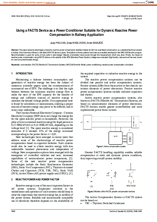 Pdf Using A Facts Device As A Power Conditioner Suitable For Dynamic Reactive Power