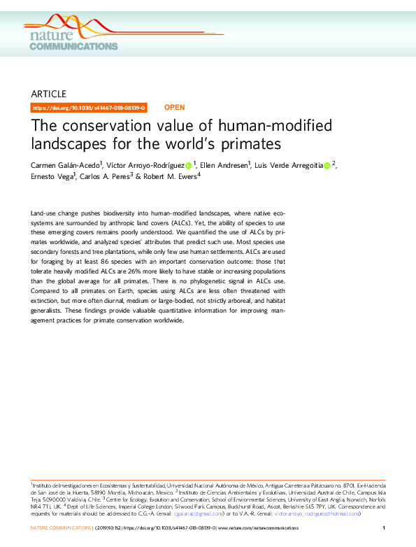 (PDF) The conservation value of human-modified landscapes for the world ...