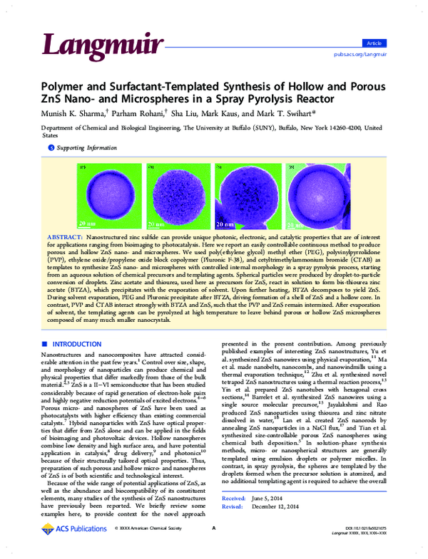 (PDF) Polymer and Surfactant-Templated Synthesis of Hollow and Porous ...