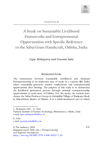 (PDF) A Study on Sustainable Livelihood Frameworks and Entrepreneurial Opportunities with ...