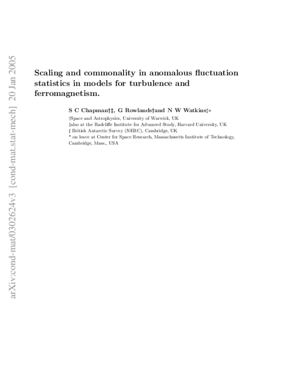 (PDF) Scaling and commonality in anomalous fluctuation statistics in models for turbulence and ...
