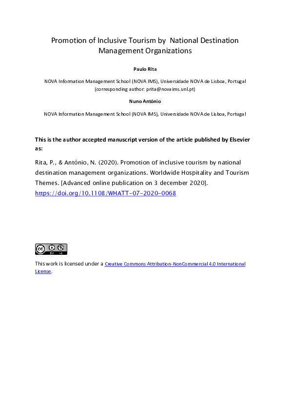 (PDF) Promotion of inclusive tourism by national destination management ...
