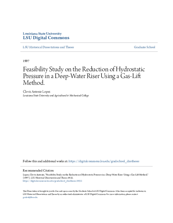 (PDF) Feasibility Study on the Reduction of Hydrostatic Pressure in a ...